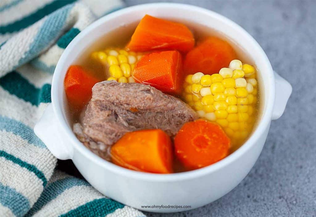 Sweet Corn Carrot Pork Bone Soup - Oh My Food Recipes