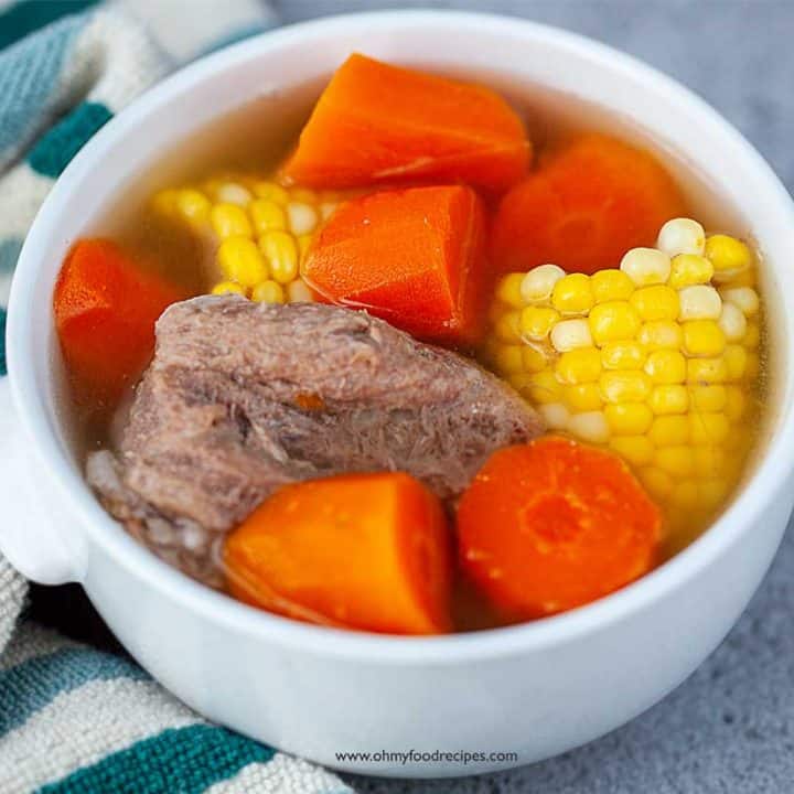 Sweet Corn Carrot Pork Bone Soup - Oh My Food Recipes