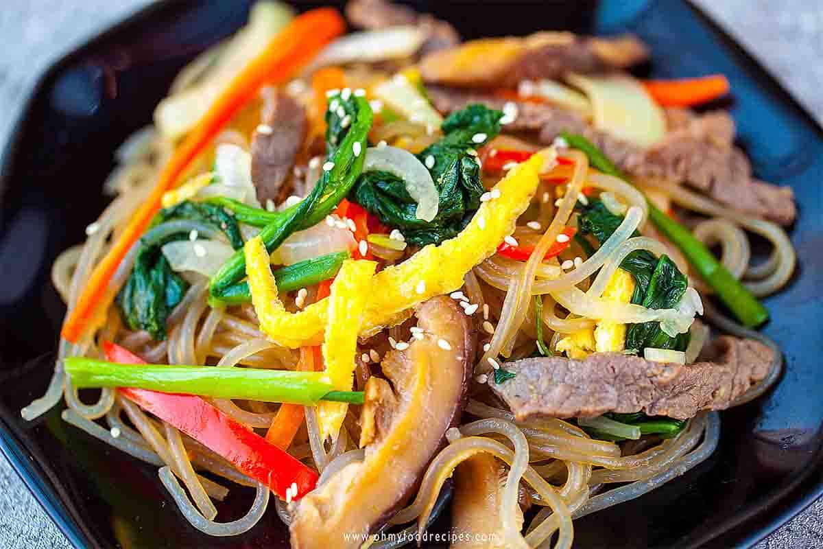 Japchae Korean Glass Noodles - Oh My Food Recipes