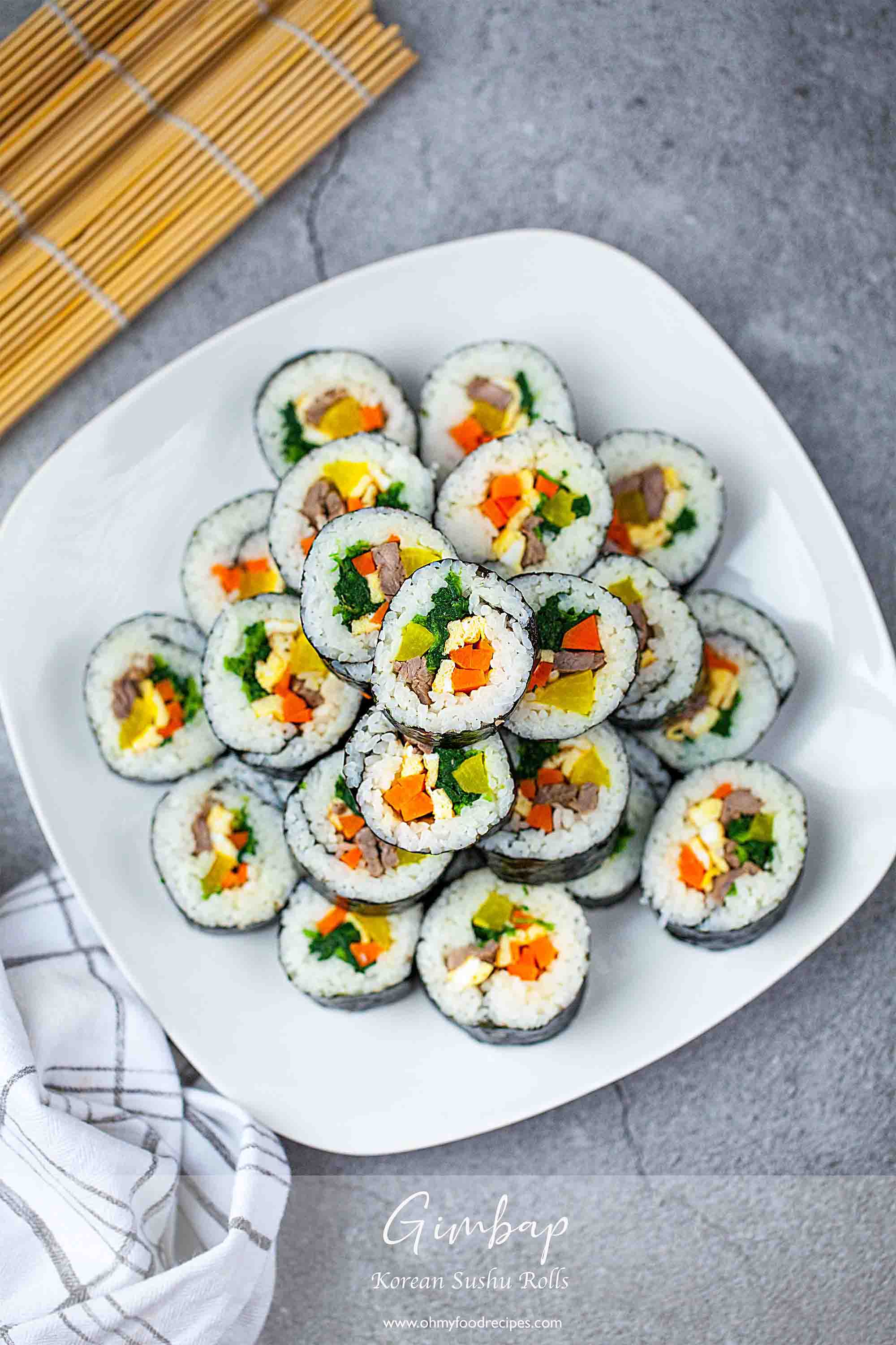 Kimbap / Gimbap (김밥) Korean Sushi Rolls | Oh My Food Recipes