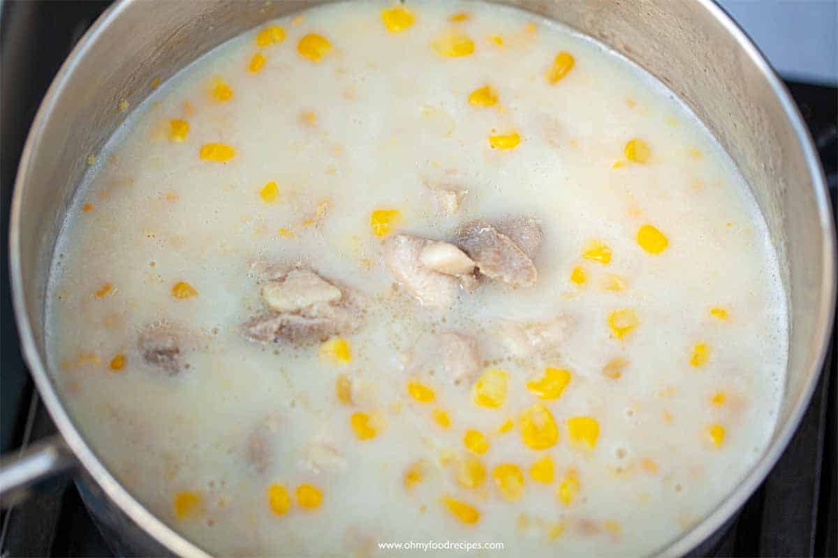 Cream Corn Chicken Rice (粟米雞粒) - Oh My Food Recipes