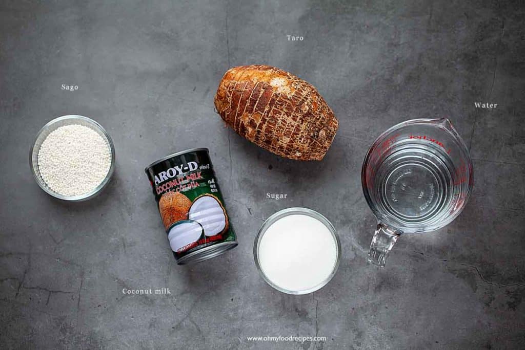 Taro & Tapioca Pearl Dessert (椰汁芋頭西米露)- Oh My Food Recipes