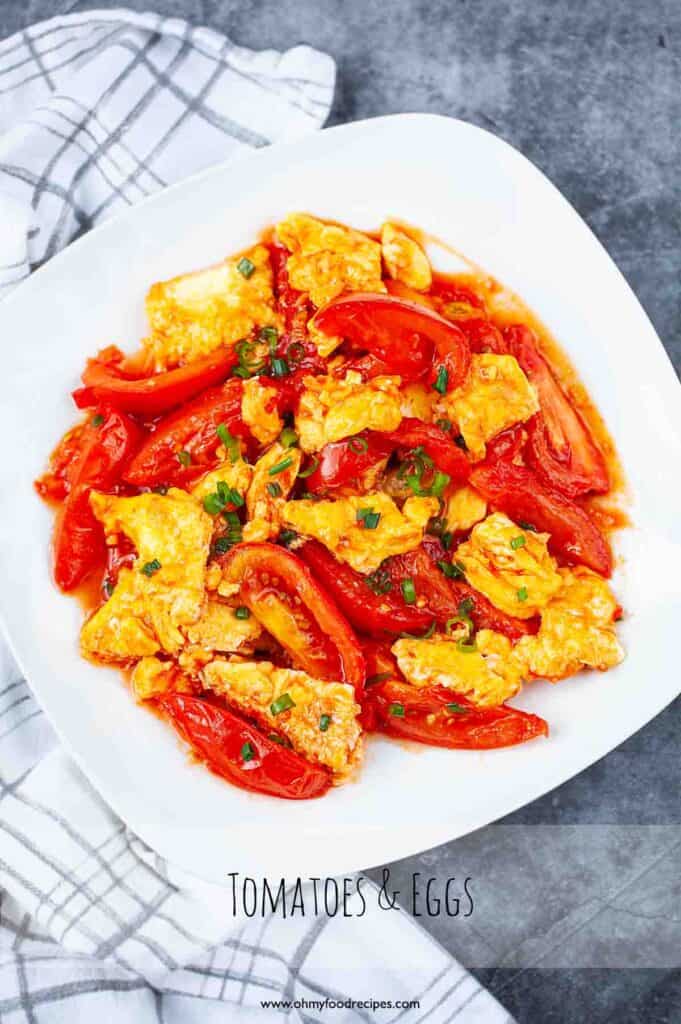 Chinese Tomato Egg Stir Fry (蕃茄炒蛋) - Oh My Food Recipes