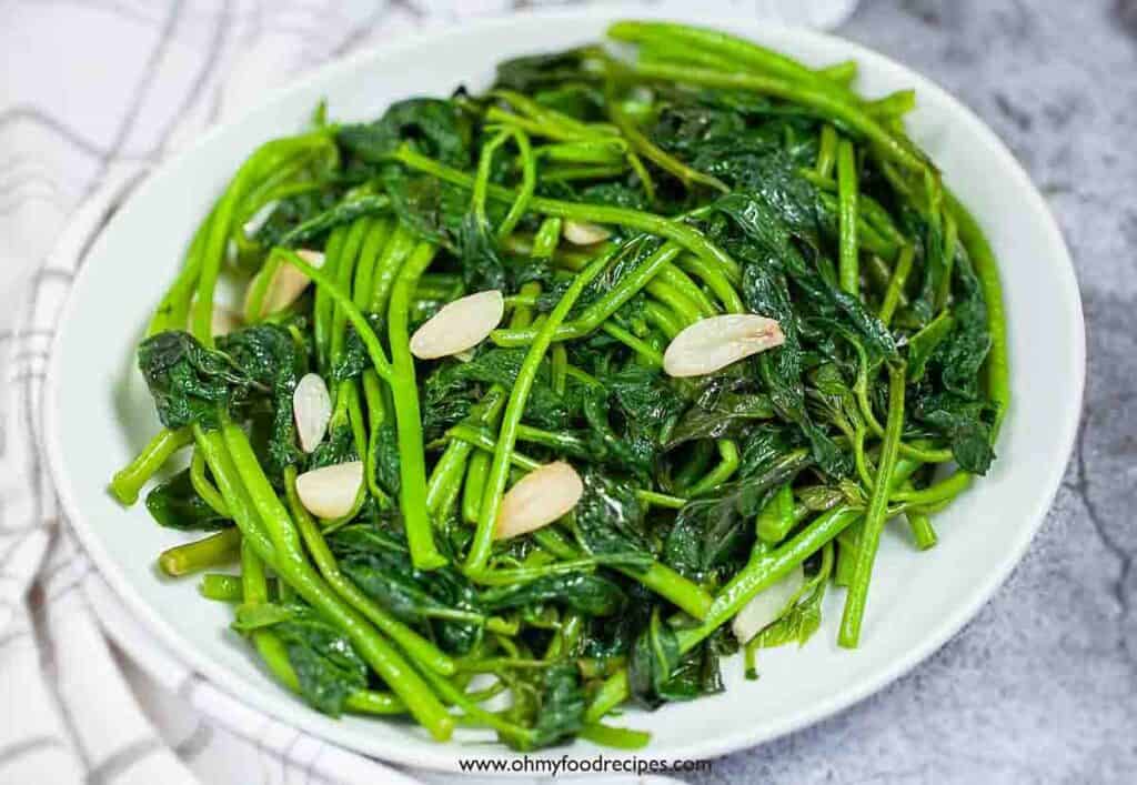 Sweet Potato Leaves Stir Fry - Oh My Food Recipes
