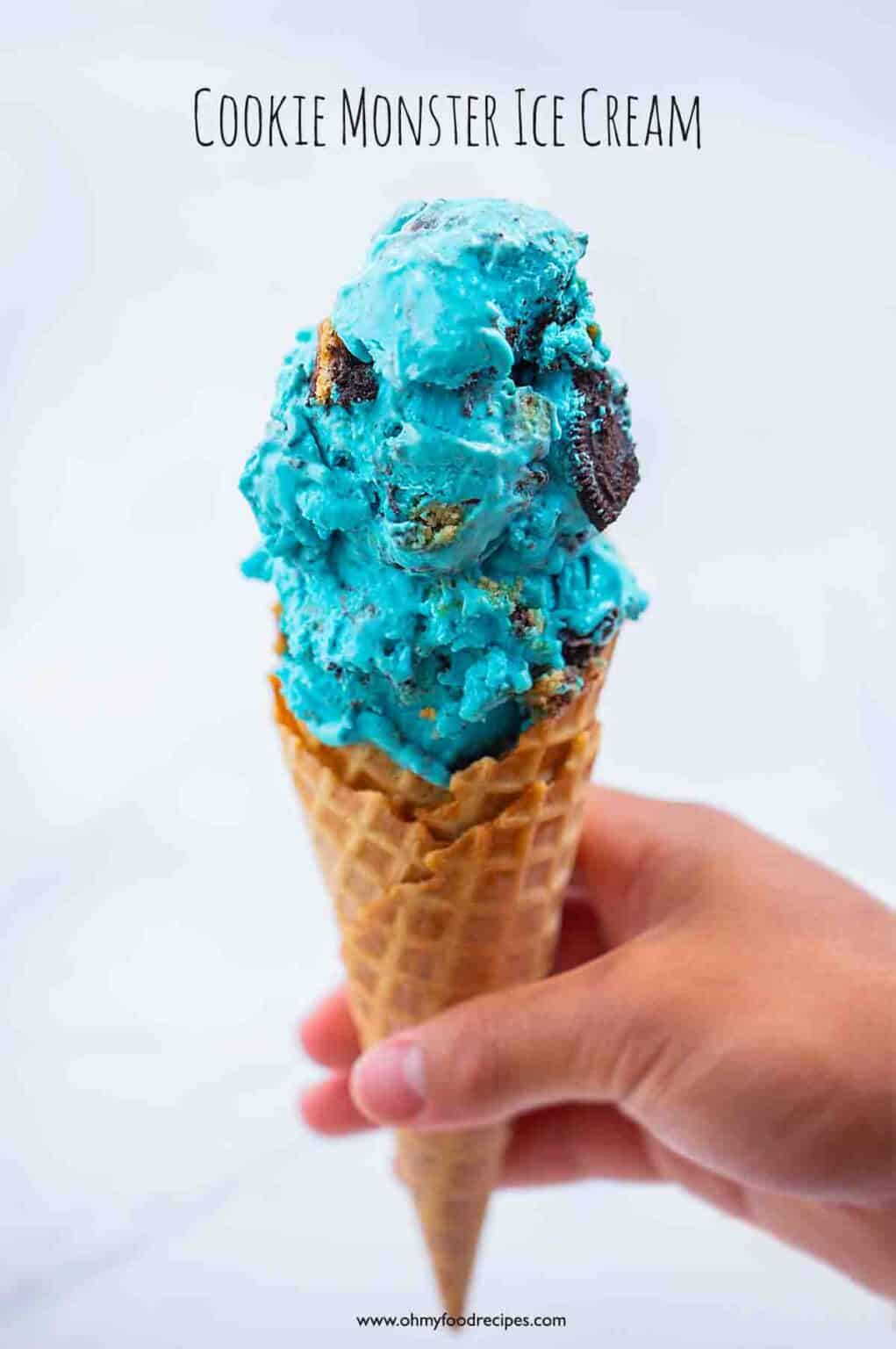 Cookie Monster Ice Cream with Cookie Chunks Delight - Oh My Food Recipes